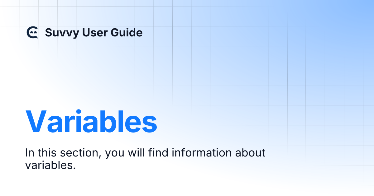 Variables | Suvvy User Guide